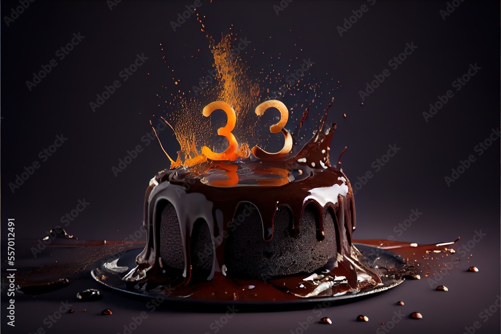 new year cake, 33th birthday Chocolate cake, full cake, cake view ...