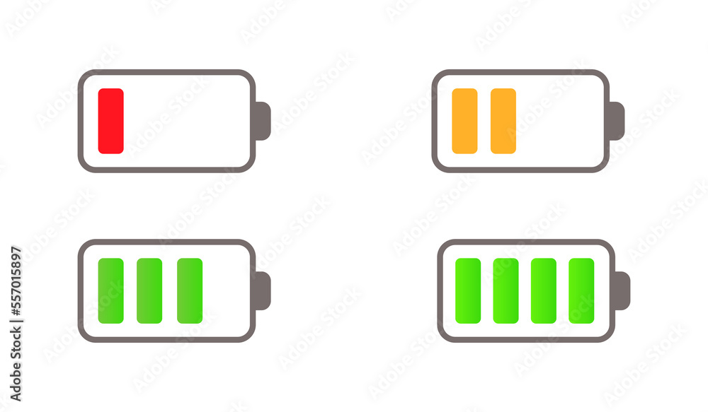 Mobile Battery Remaining Icon set with transparent background, Battery ...