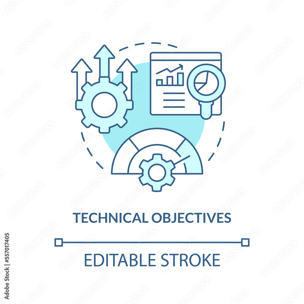 Technical objectives turquoise concept icon. Setup equipment. Project ...
