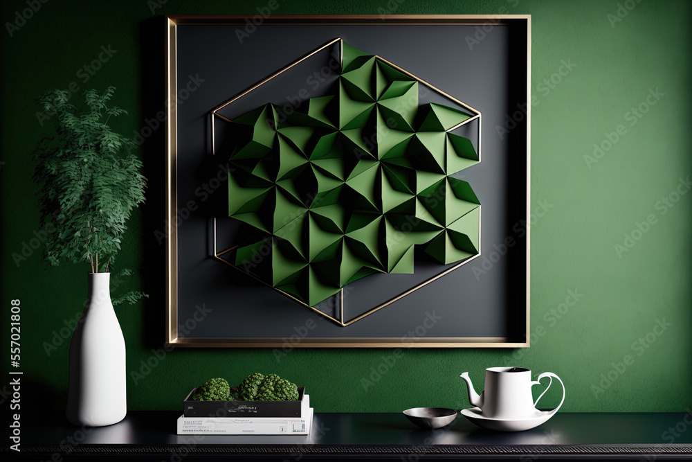 Modern green design with a geometric frame backdrop. Generative AI ...