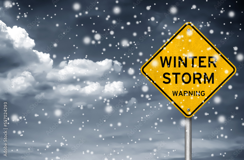 Winter Storm warning - road sign information Stock Illustration | Adobe ...