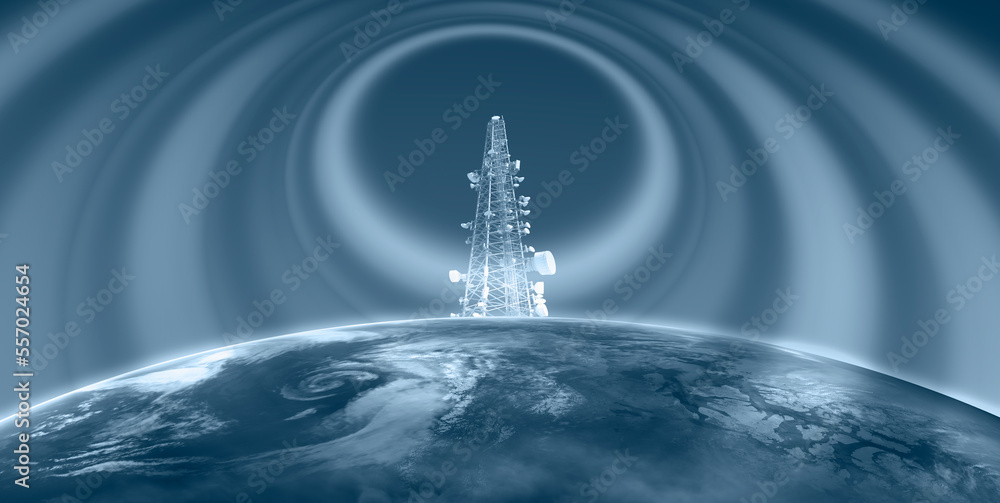 Antenna tower of telecommunication and Phone base station with TV and ...