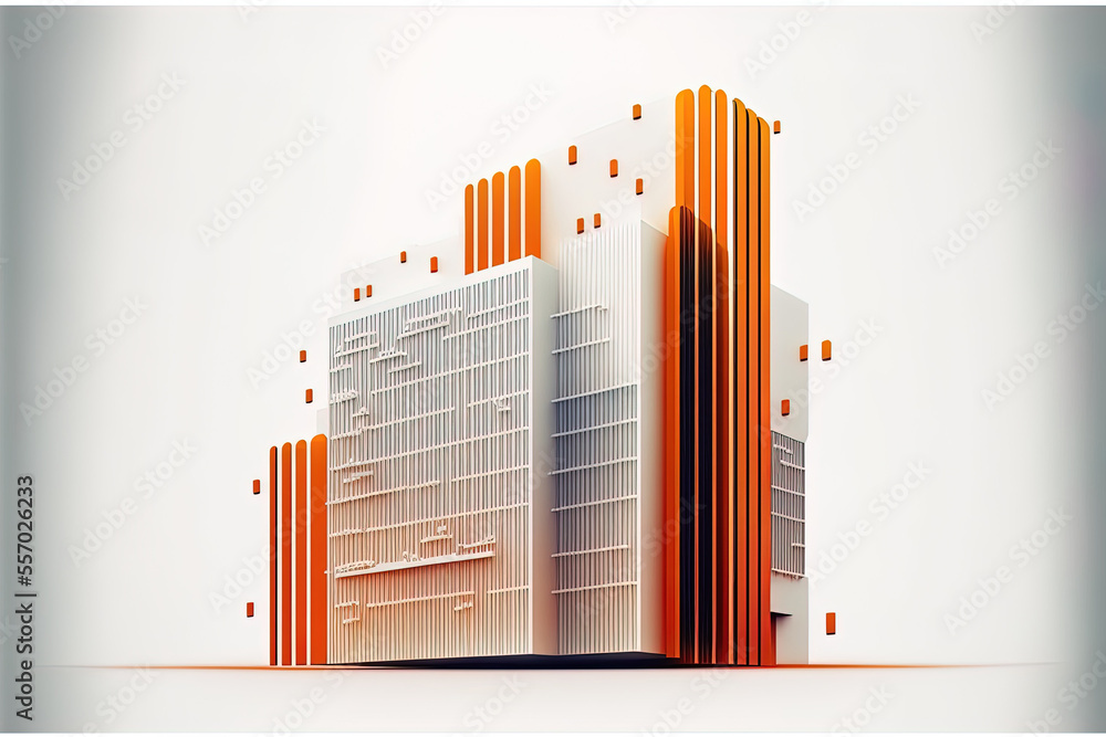 Smart construction Icon of an electronic building. futuristic technology symbol for online ...