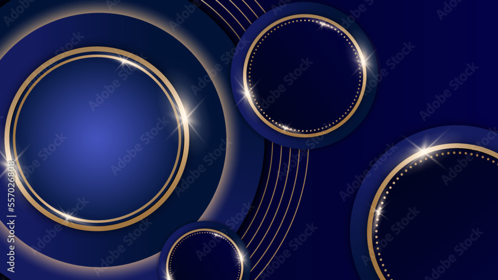 Abstract blue and gold background with circle line frame Stock Vector ...