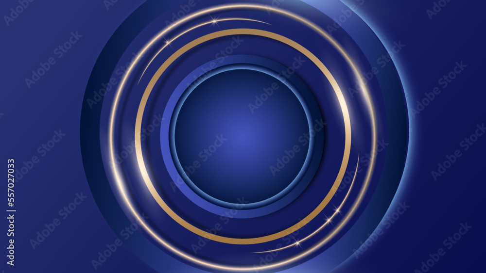 Abstract blue and gold background with circle line frame Stock Vector ...