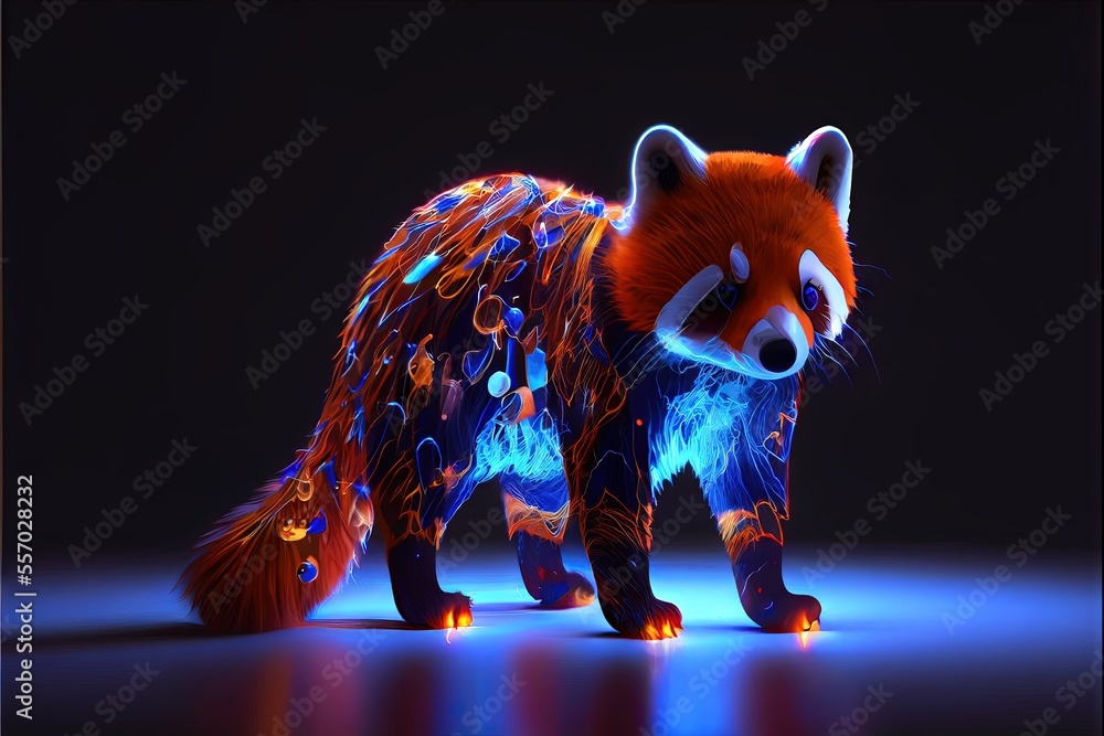 Anime style red panda with blue electric lightning. AI generated art ...