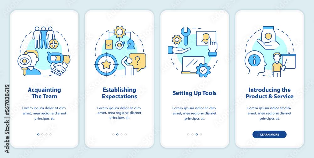 New hire customer service training steps onboarding mobile app screen ...