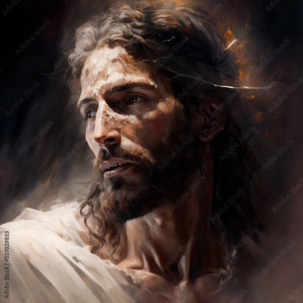 portrait of jesus christ. Created with Generative AI technology. Stock ...