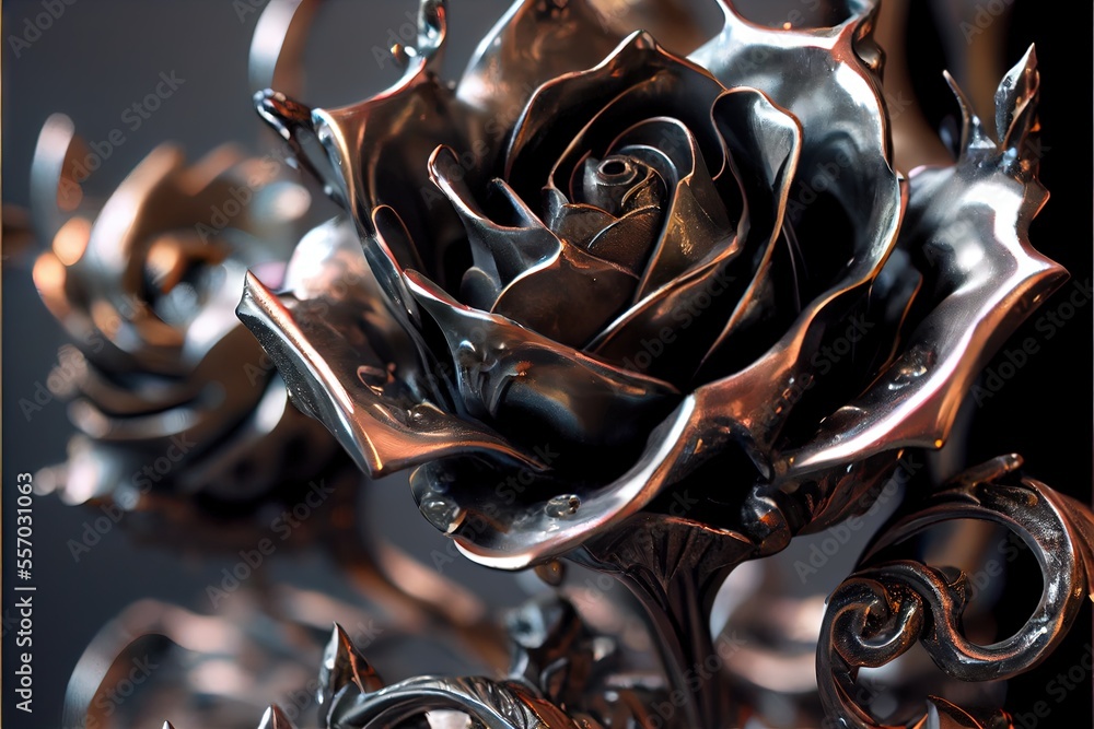 Glass metal roses incredible detail lots of detail. AI generated art ...