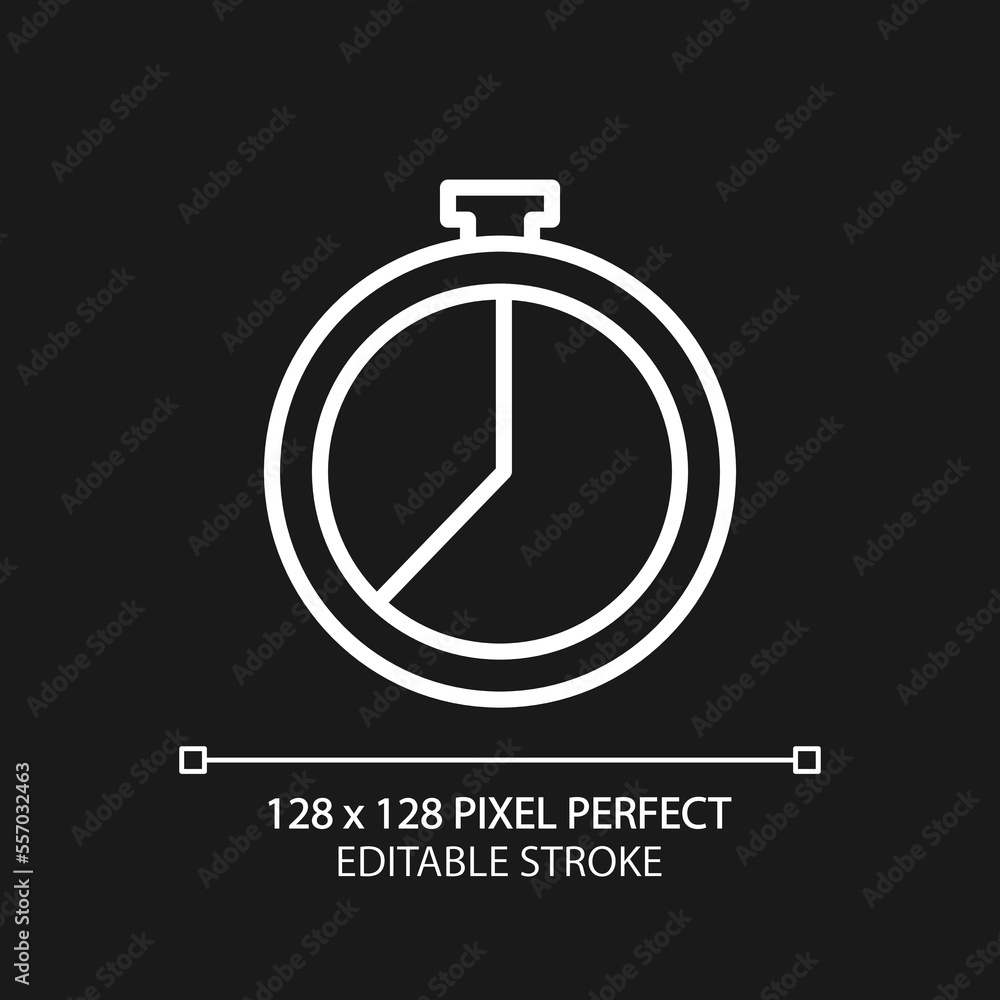 Countdown timer pixel perfect white linear icon for dark theme. Keep ...