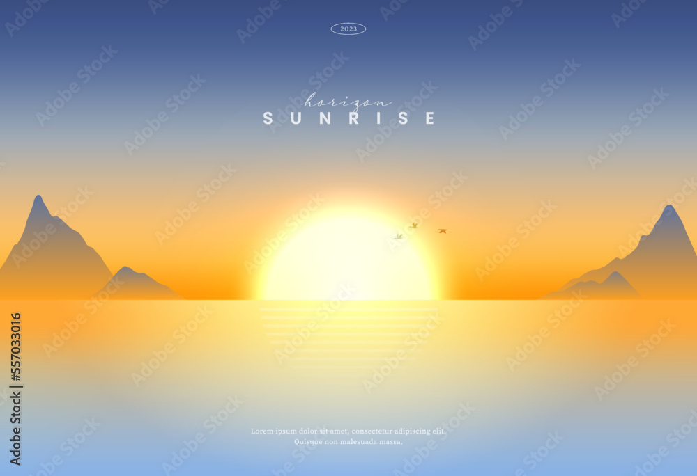 Beautiful sunrise or sunset in ocean, Nature landscape background ...
