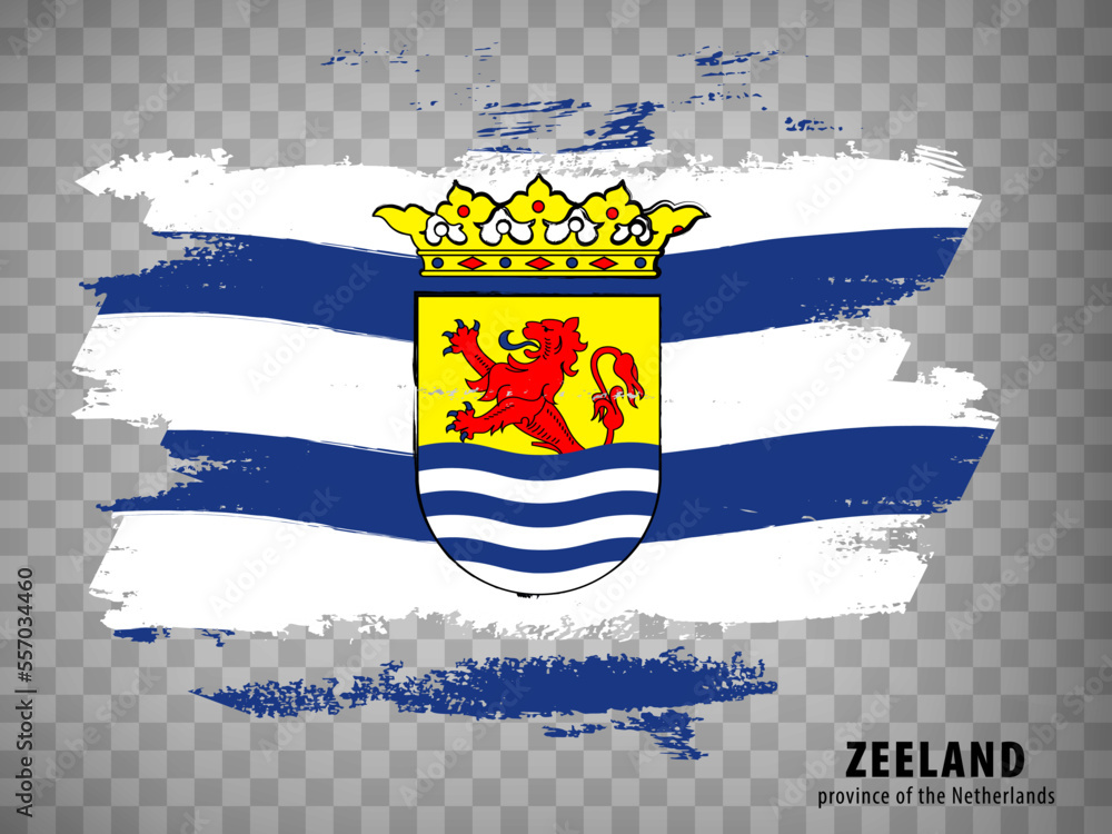 Flag of Zeeland brush strokes. Flag of Province Zeeland on transparent ...