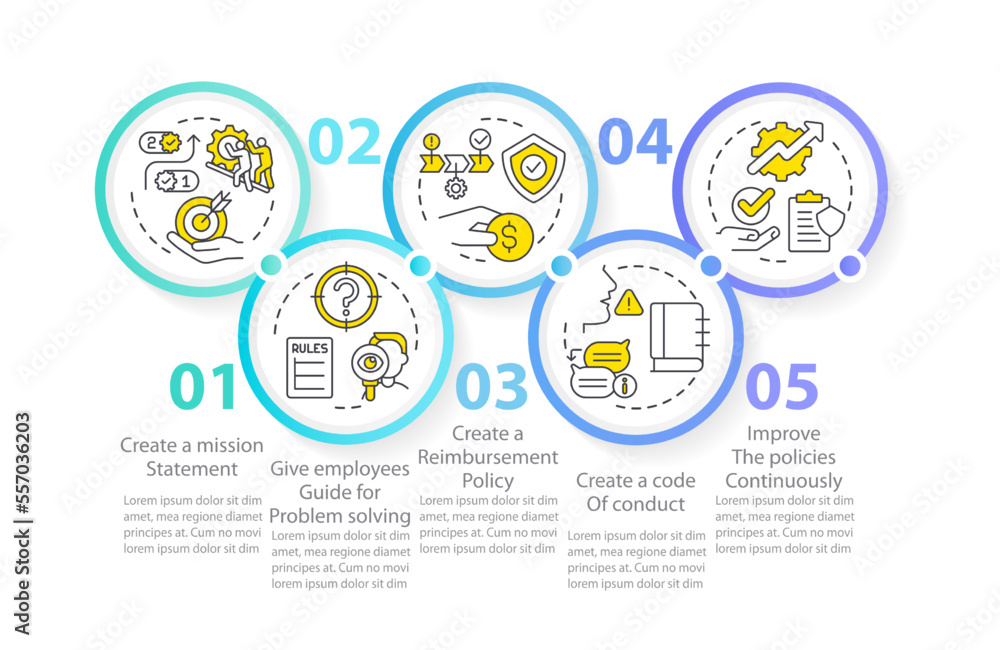 Create customer service policy circle infographic template. Business ...