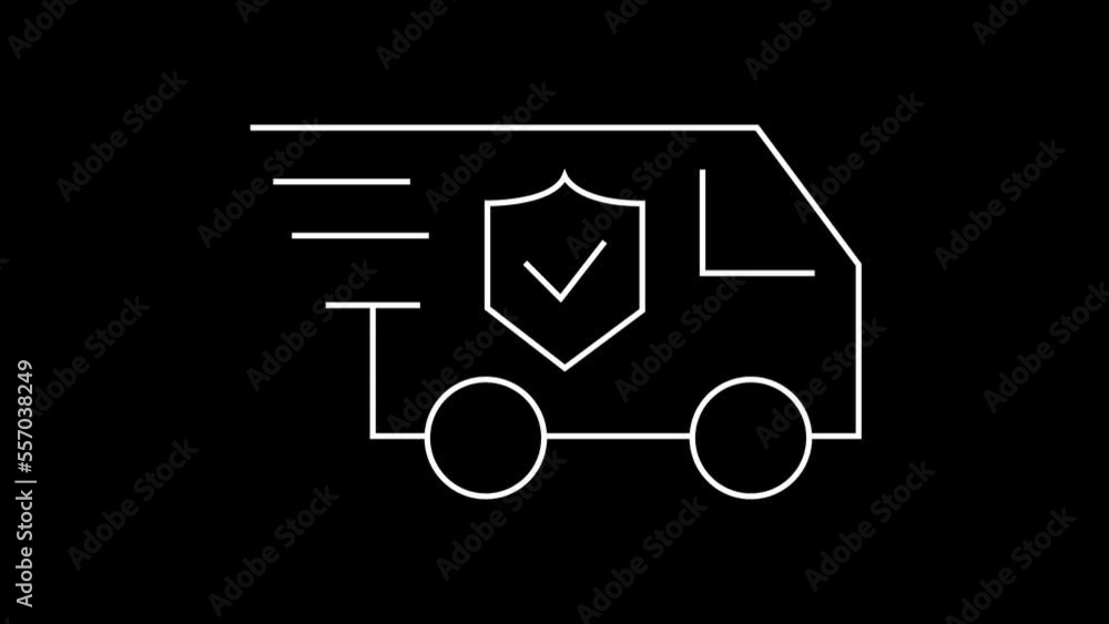 Cool linear Minimalistic checked delivery car icon animation. checked ...