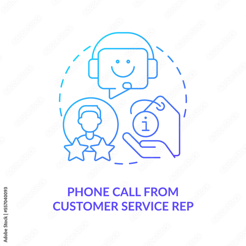 Customer service rep phone call blue gradient concept icon. Communicate ...