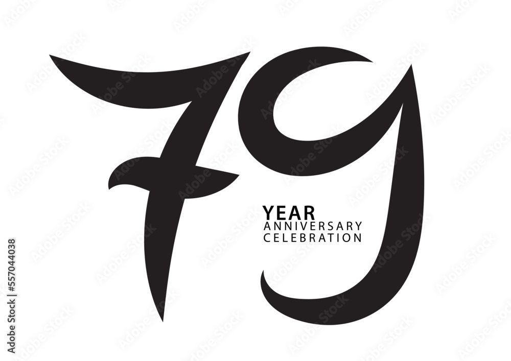 79 year anniversary celebration black color logotype vector, 79 number ...