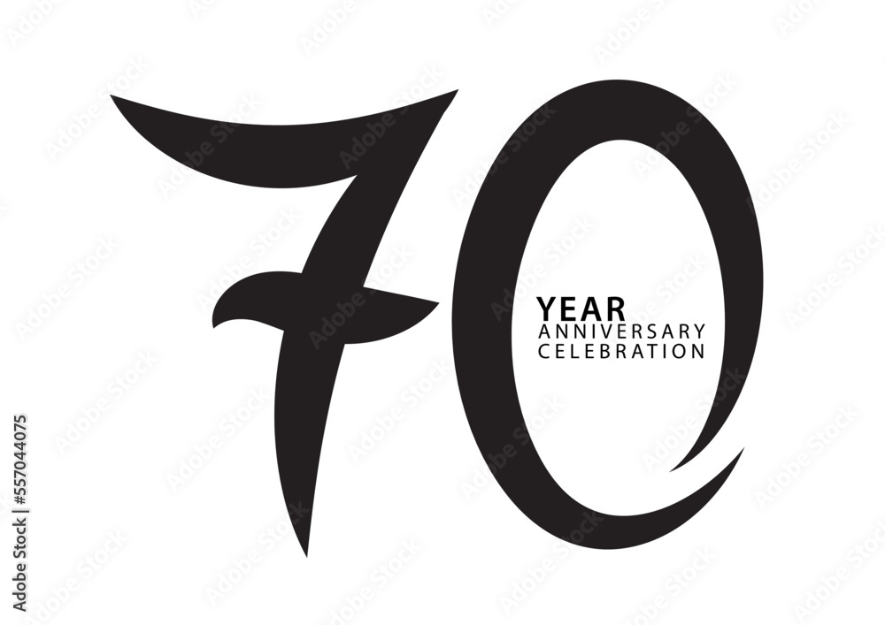 70 year anniversary celebration black color logotype vector, 70 number ...