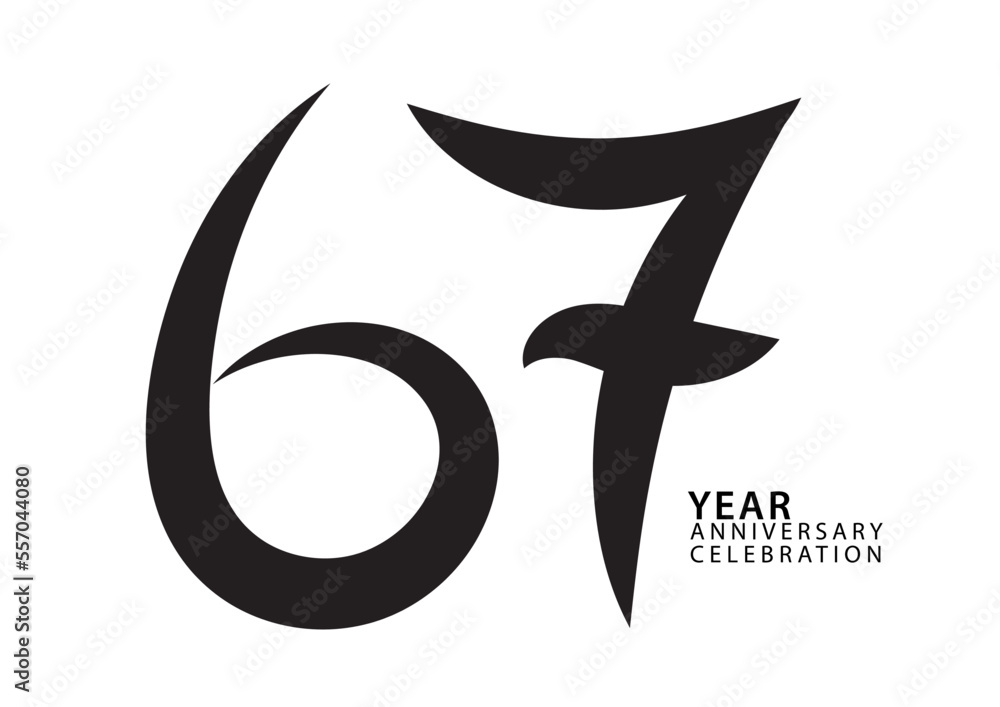 67 year anniversary celebration black color logotype vector, 67 number ...