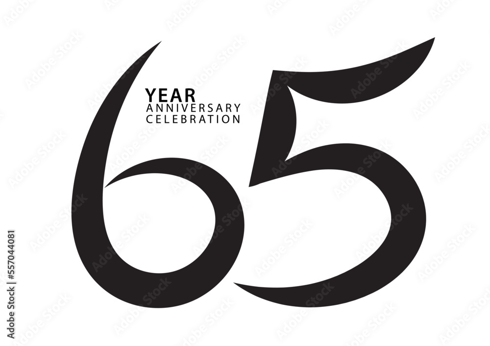 65 year anniversary celebration black color logotype vector, 65 number ...