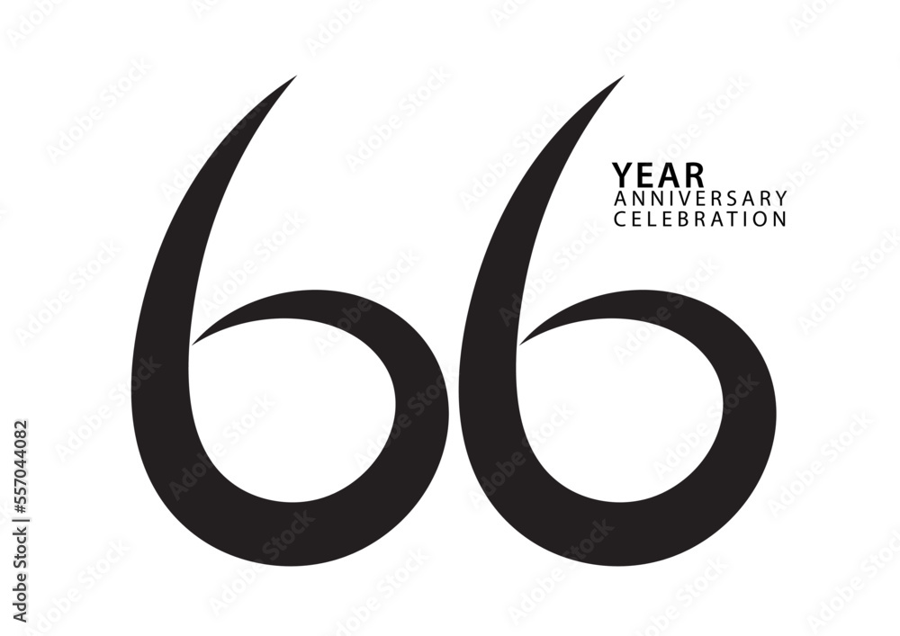 66 year anniversary celebration black color logotype vector, 66 number ...