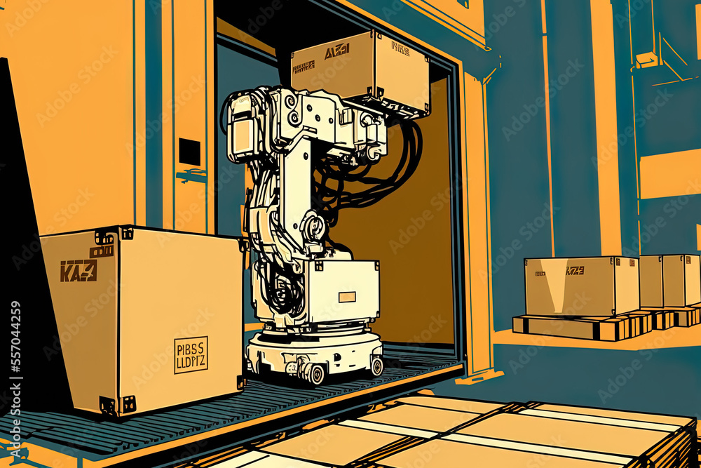 guided automated vehicle loading of boxes. Generative AI Stock ...
