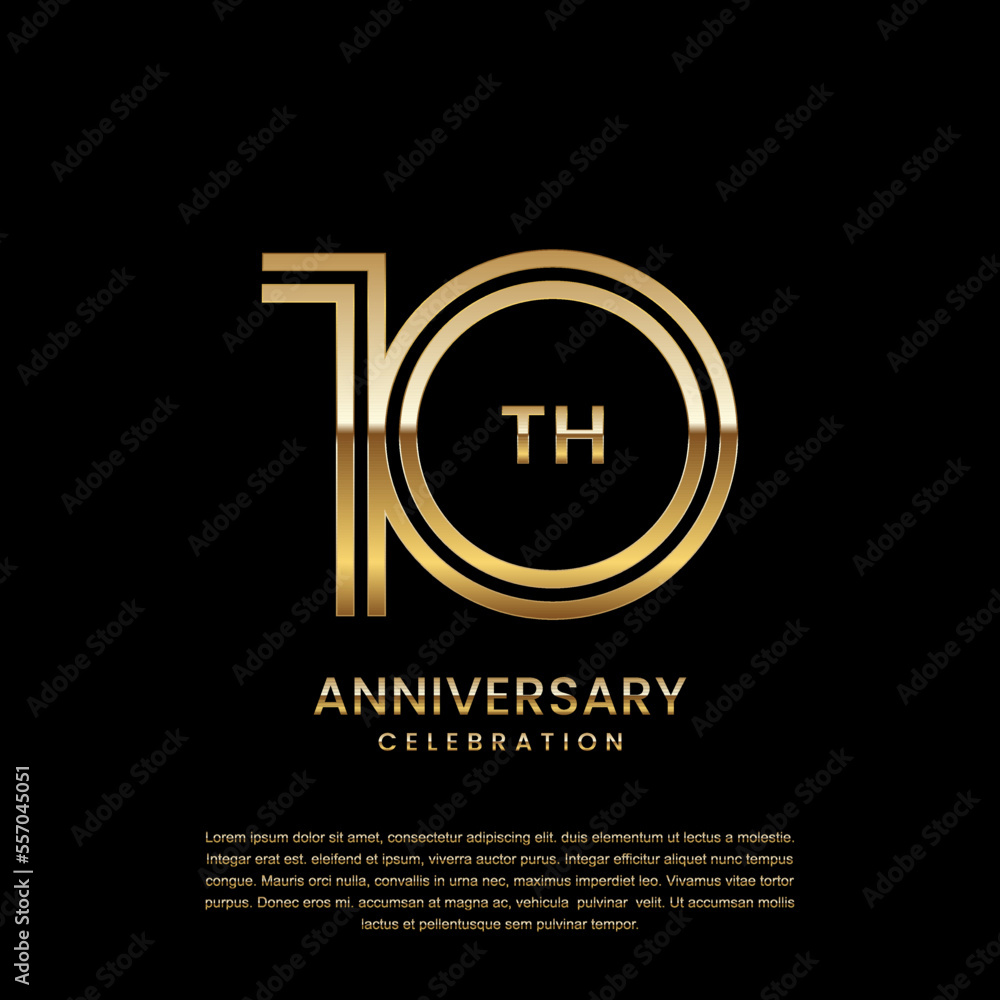 10 year anniversary celebration. Anniversary logo design with double ...
