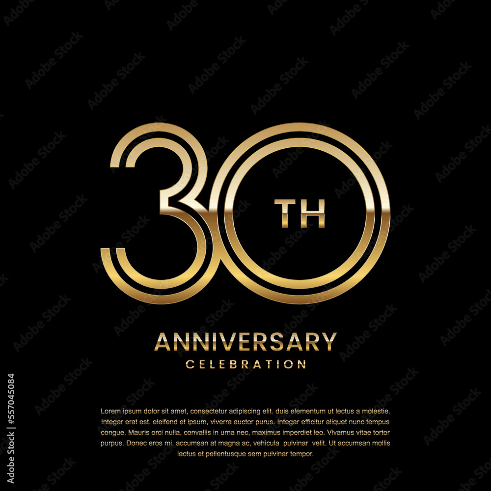 30 year anniversary celebration. Anniversary logo design with double ...