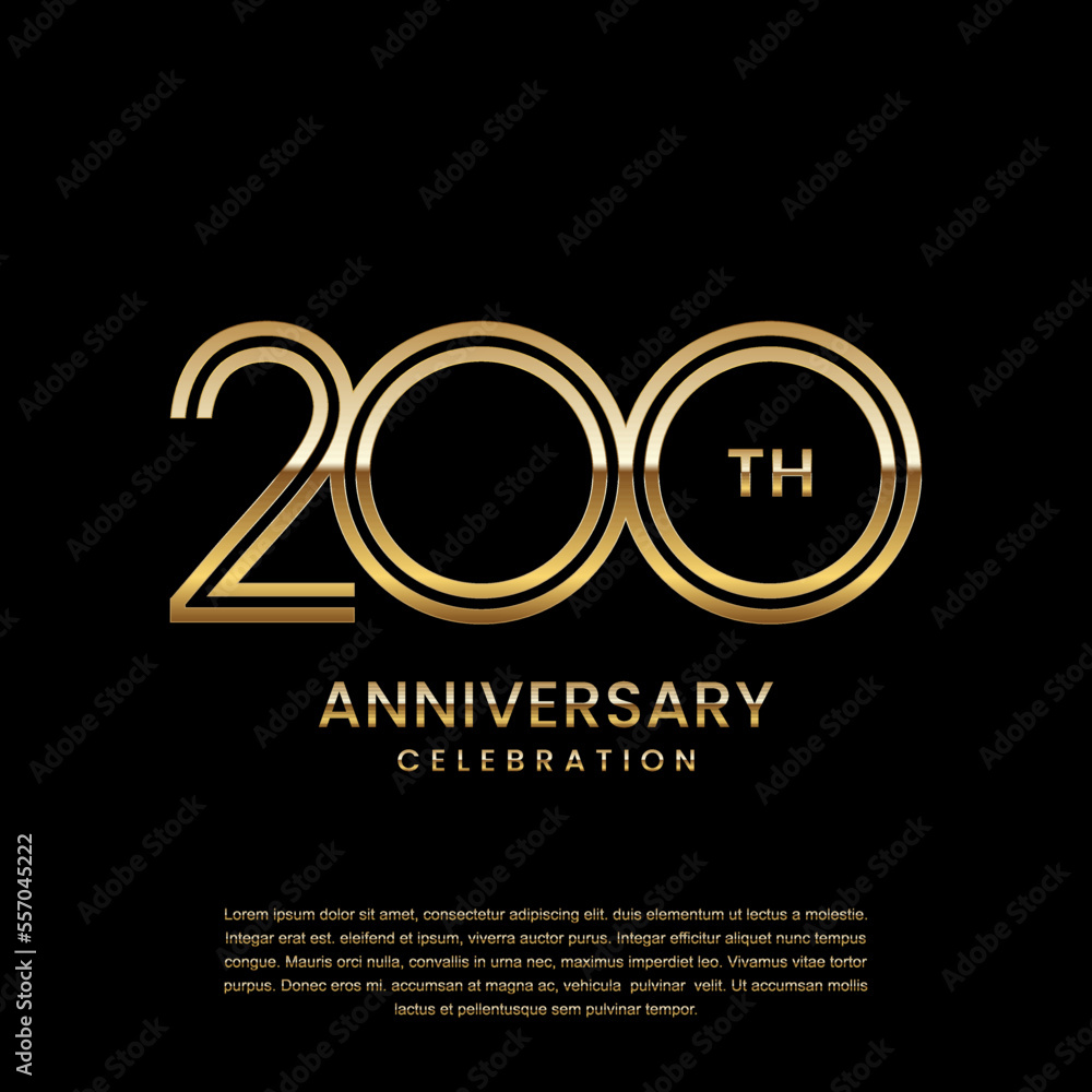 200 year anniversary celebration. Anniversary logo design with double ...