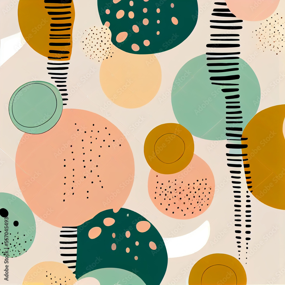 boho background. abstract minimal elegant line brush stroke shapes and ...