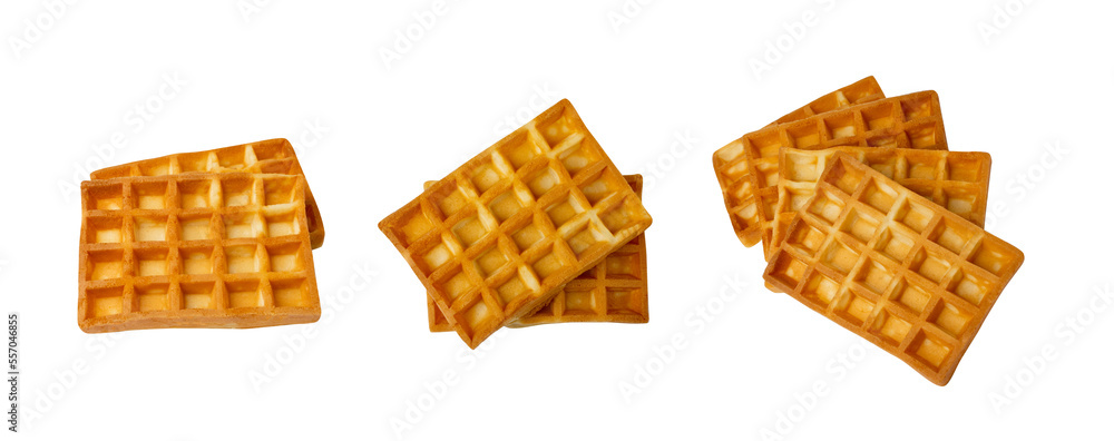 Belgian Waffle Isolated, Square Waffled Cookie, Soft Golden Belgian ...