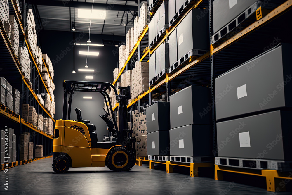 forklifts for moving items in a commercial warehouse retail store ...