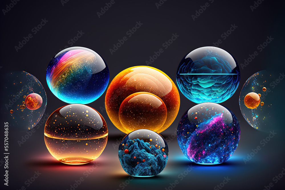 Realistic translucent collection of planets. Generative AI Stock ...