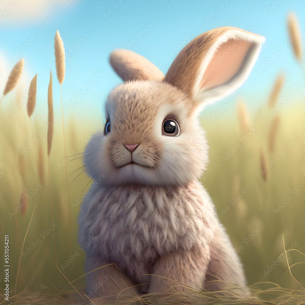 Cute Rabbit Outdoor. Generative AI. Stock Illustration | Adobe Stock