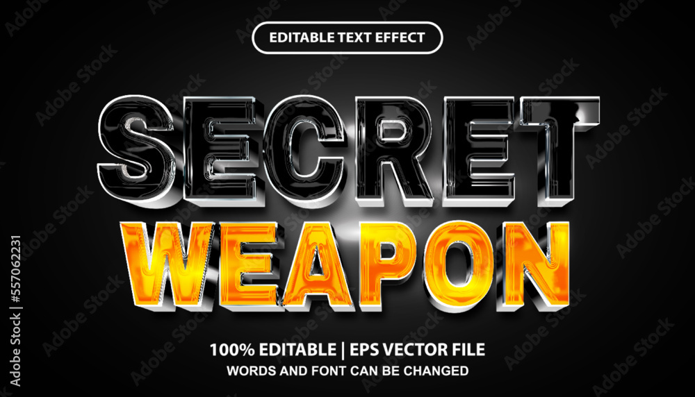 Vecteur Stock Secret weapon editable text effect template, blockbusters ...