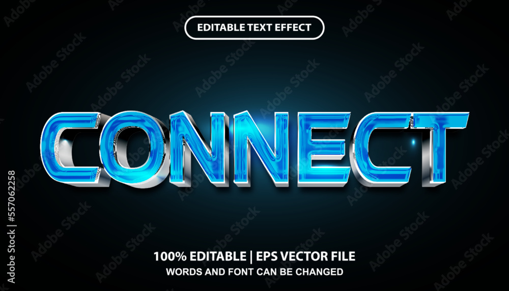 Connect editable text effect template, shiny bold font style, neon ...