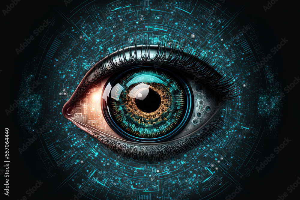 eye cyber circuit background technology concept. Generative AI Stock ...