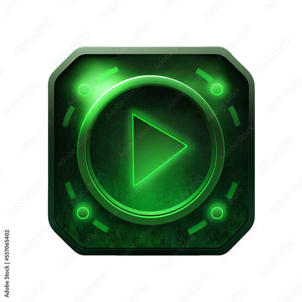 Play button, green, AI generated, transparent background Stock ...