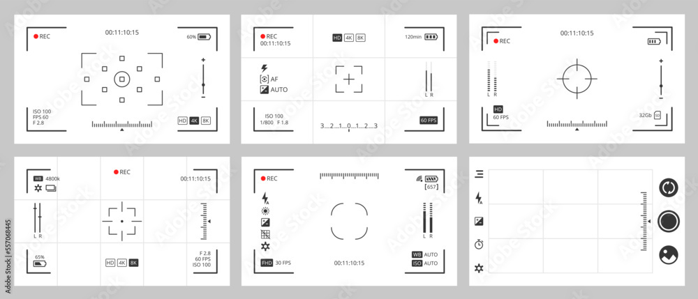 Camera viewfinder screen. DSLR interface focus screen, photo camera ...