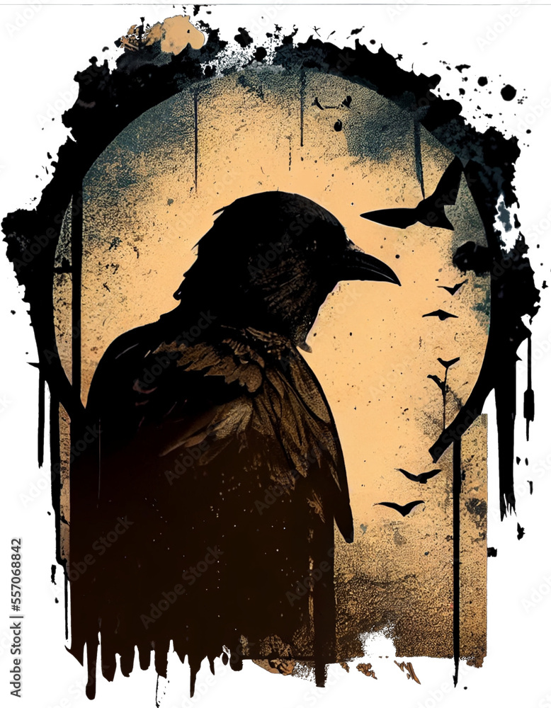 ภาพประกอบสต็อก Poe's raven transparent background, blackbird, crow ...