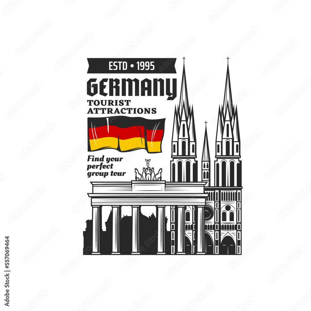 Germany travel landmarks icon, Berlin city sightseeing tours and ...