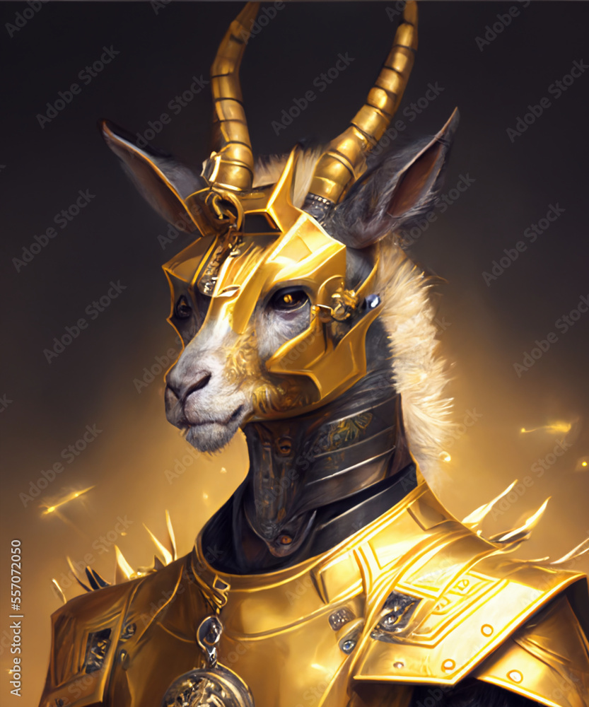 Llama in the knight, gold human animal art, Llama art, golden art ...