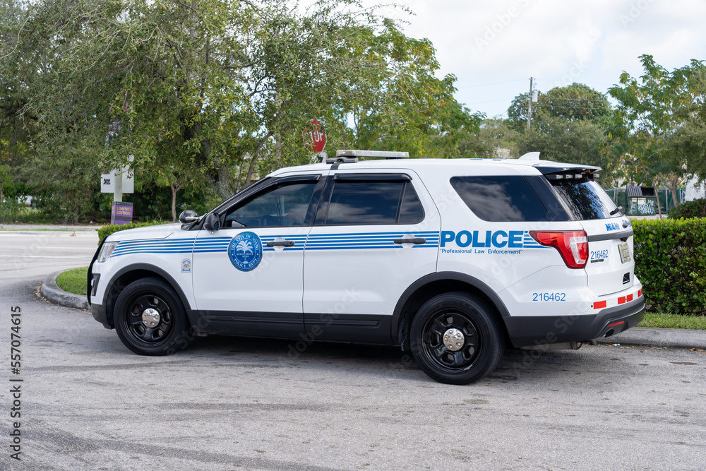Miami, Florida, USA - January 2, 2022: A City of Miami police car on ...