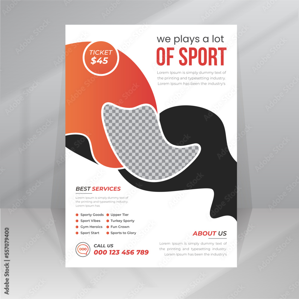 Sport Flyer poster template with photo Stock Vector | Adobe Stock
