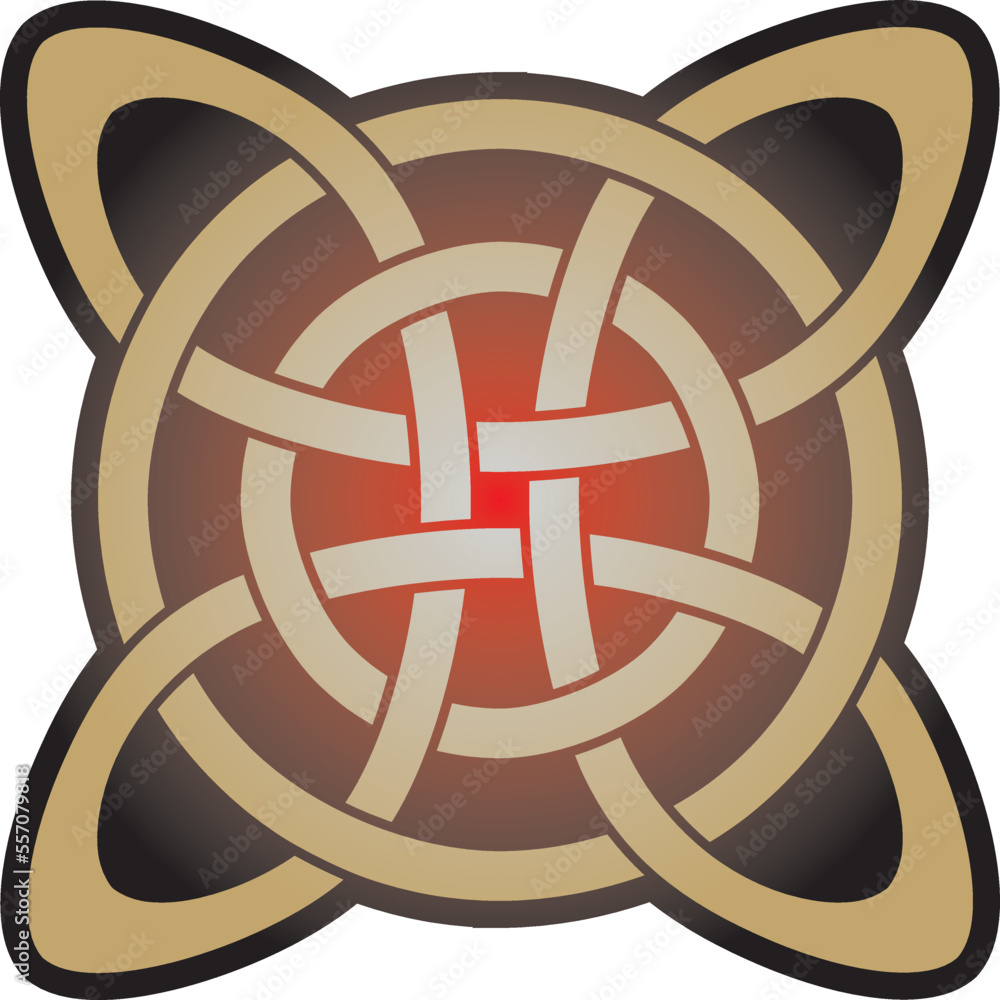 Vector gold and red celtic knot. Ornament of ancient European peoples ...