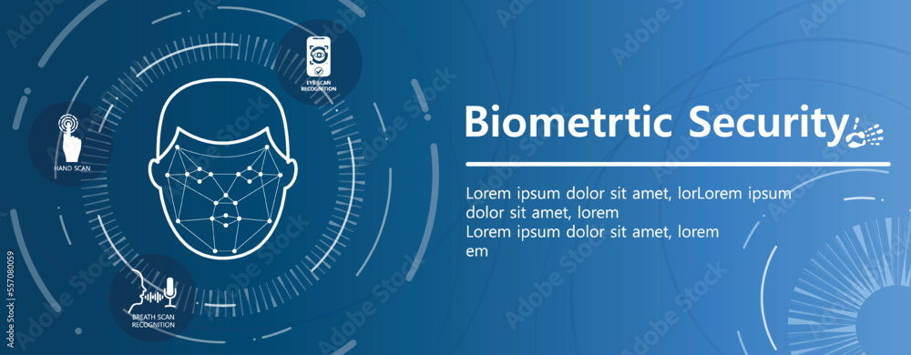 Biometrics security poster. Graphic element, verification and ...