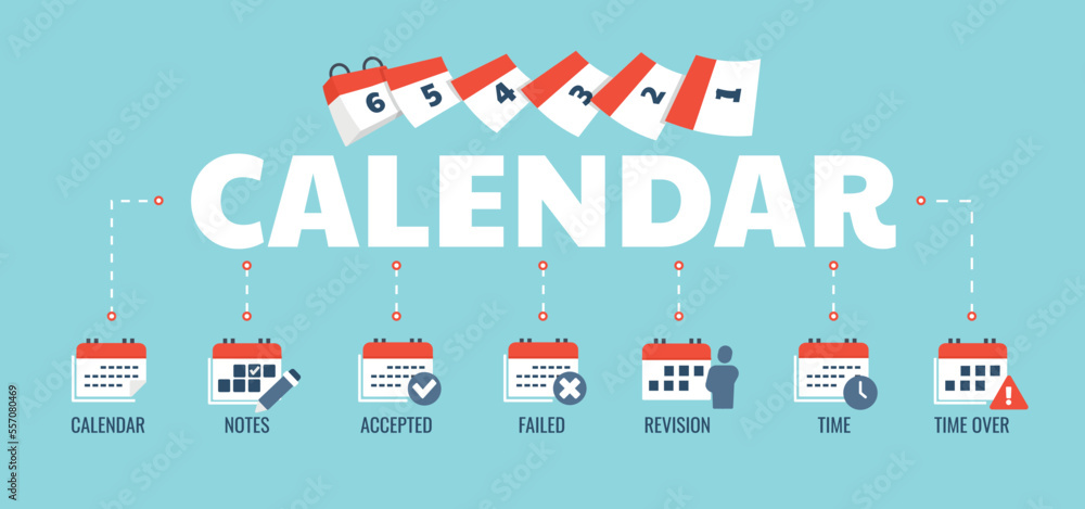 Vetor de Calendar color banner. Time management and organization of ...