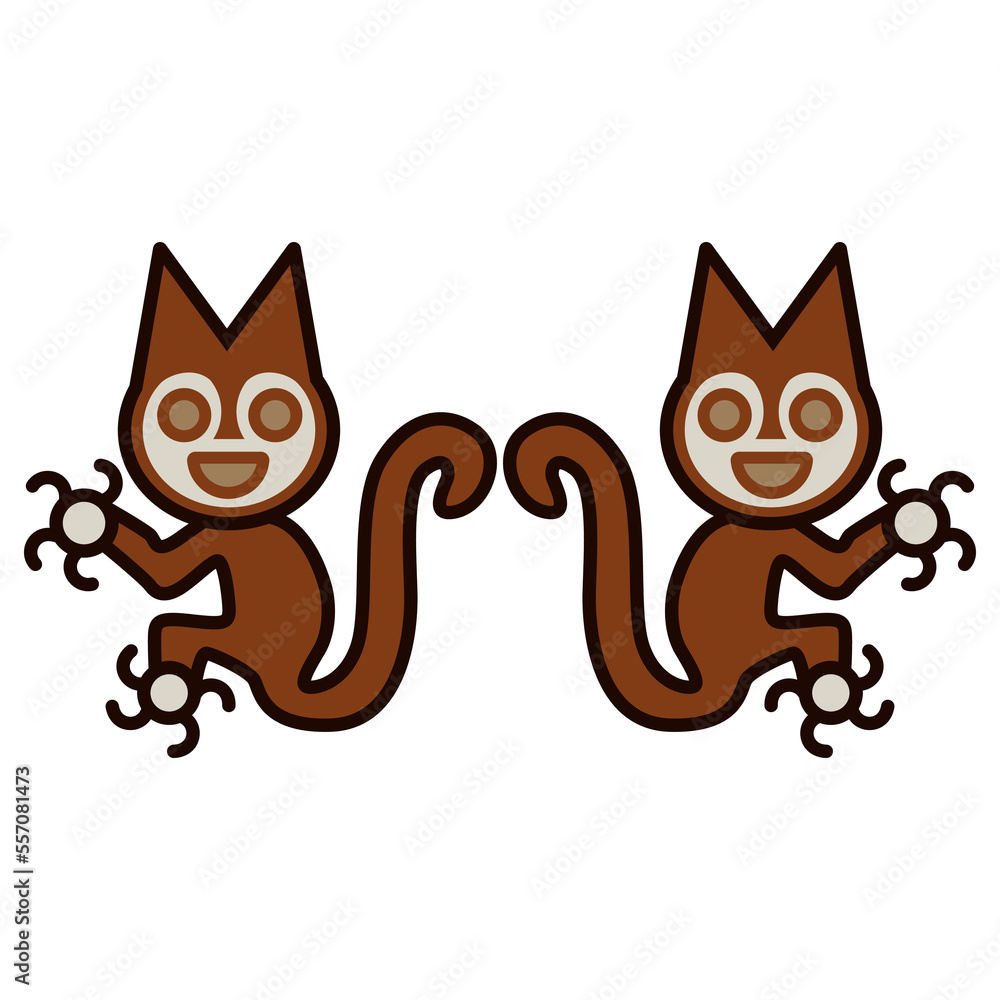Vetor de Symmetrical design with two fantastic animals. Cat or squirrel ...