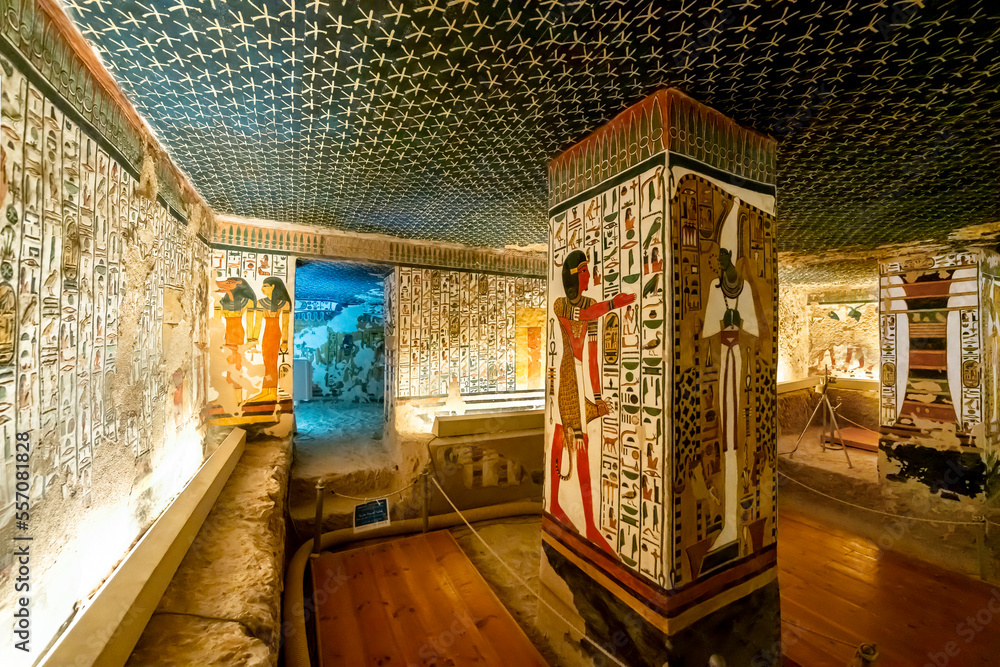 Interior view of the ancient tomb of Queen Nefertari, wife of Pharoah ...