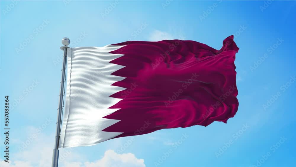 Qatar Flag Loop. Realistic 4K. 30 fps flag of the Qatar. Qatar waving ...