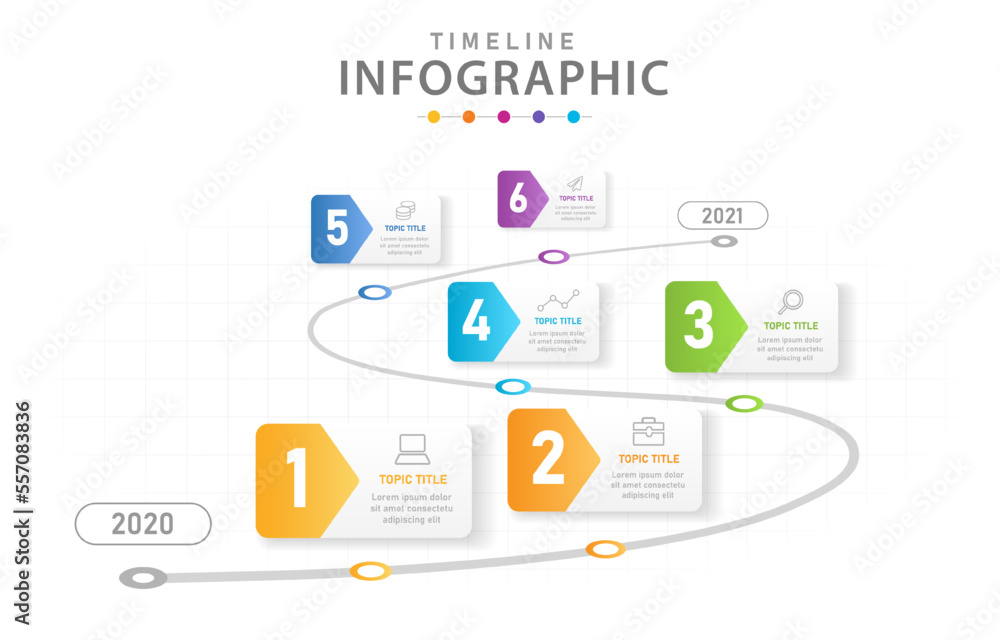 Infographic template 6 Steps Modern Timeline diagram with roadmap ...